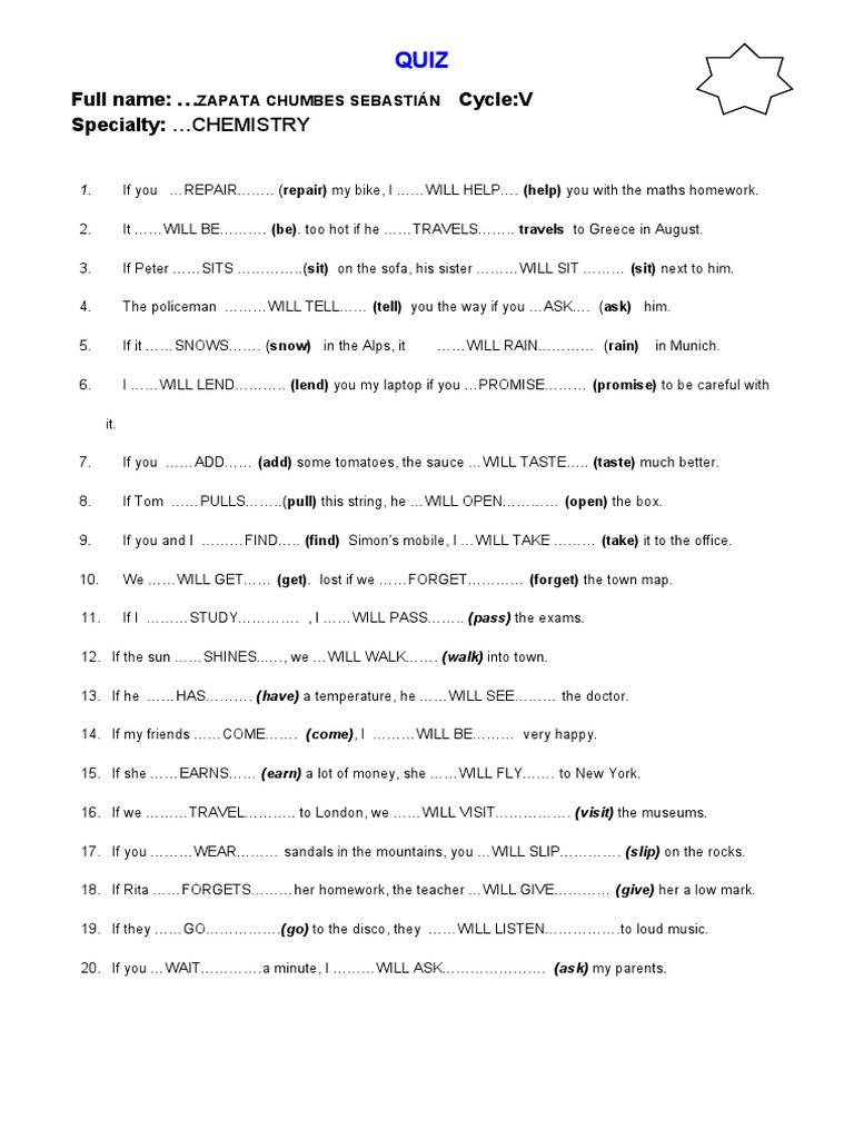 Quiz First Conditional | PDF