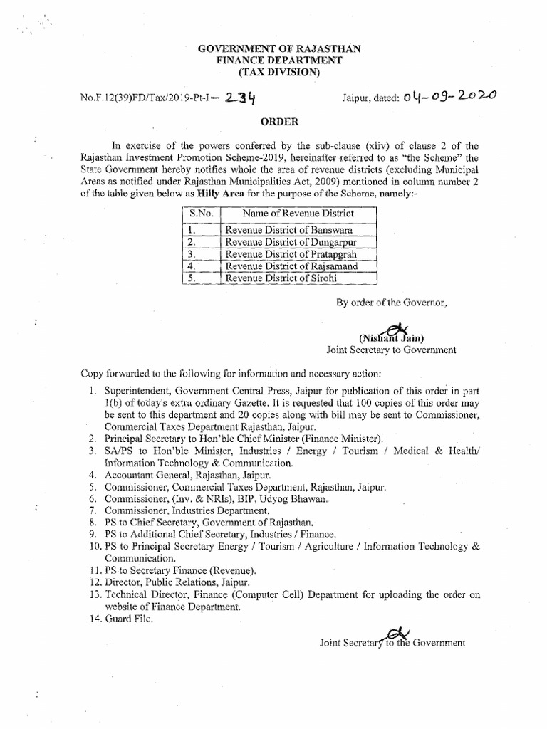 Government of Rajasthan Finance Department (Tax Division) : Joint ...