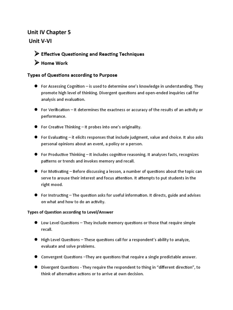 Effective Questioning Techniques in Education | PDF | Question | Homework