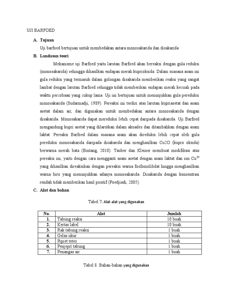 Uji Barfoed: Identifikasi Karbohidrat | PDF