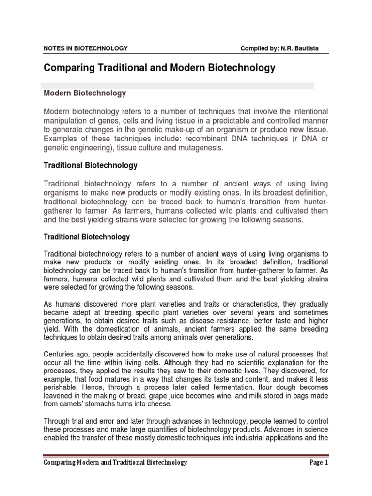 Traditonal Vs Modern Biotechnology PDF | PDF | Plant Breeding ...