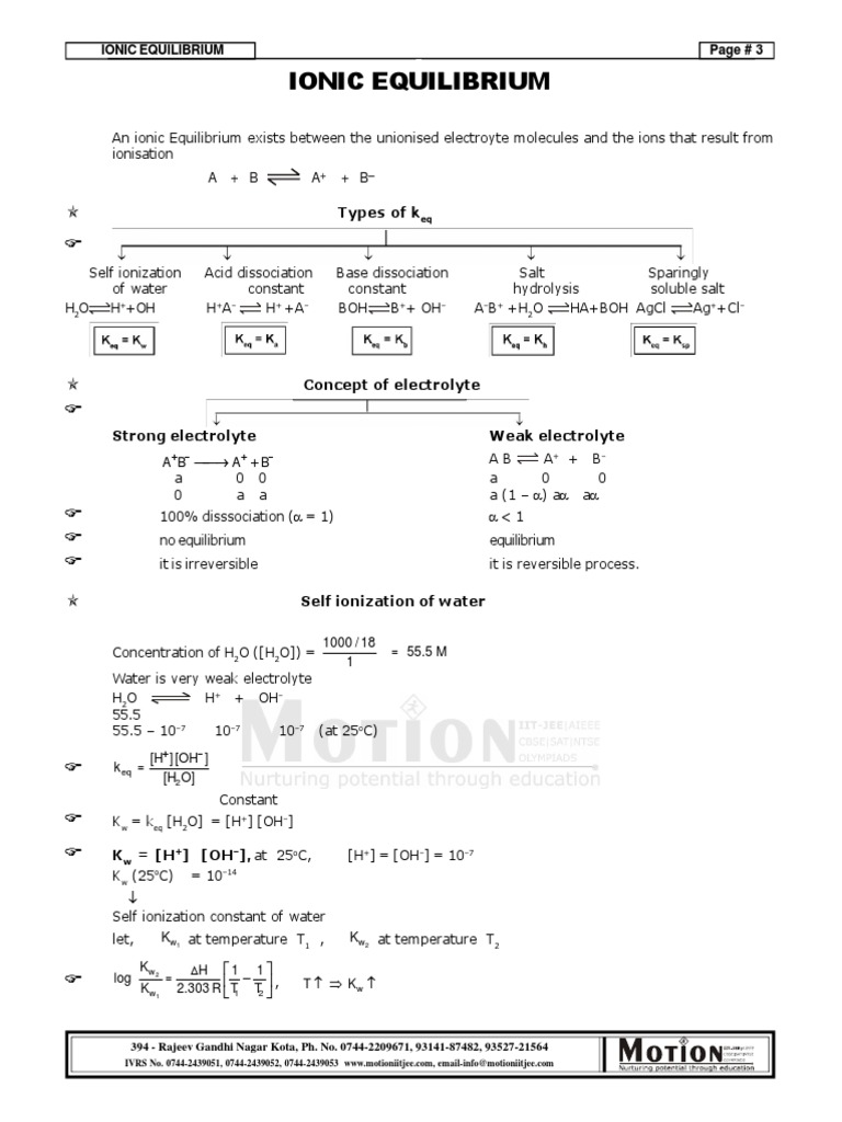 Ionic Equilibrium: Types of K | Download Free PDF | Acid Dissociation ...