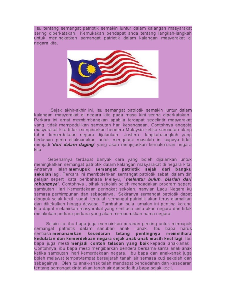 Sekolah Lagi. Perkara Ini Membolehkan Semangat Patriotik Sebati Dalam Diri | PDF