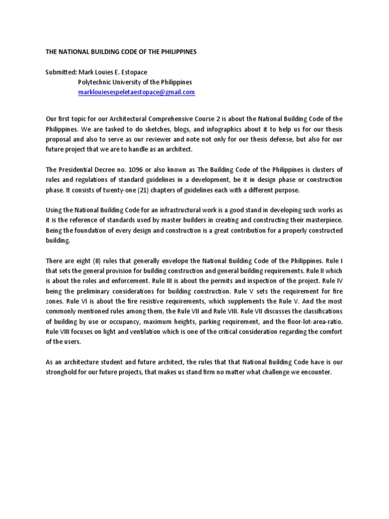 The National Building Code of The Philippines | PDF