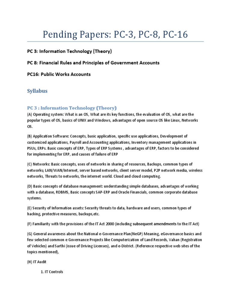 Pending Papers: PC-3, PC-8, PC-16 | PDF | Operating System | Computer ...