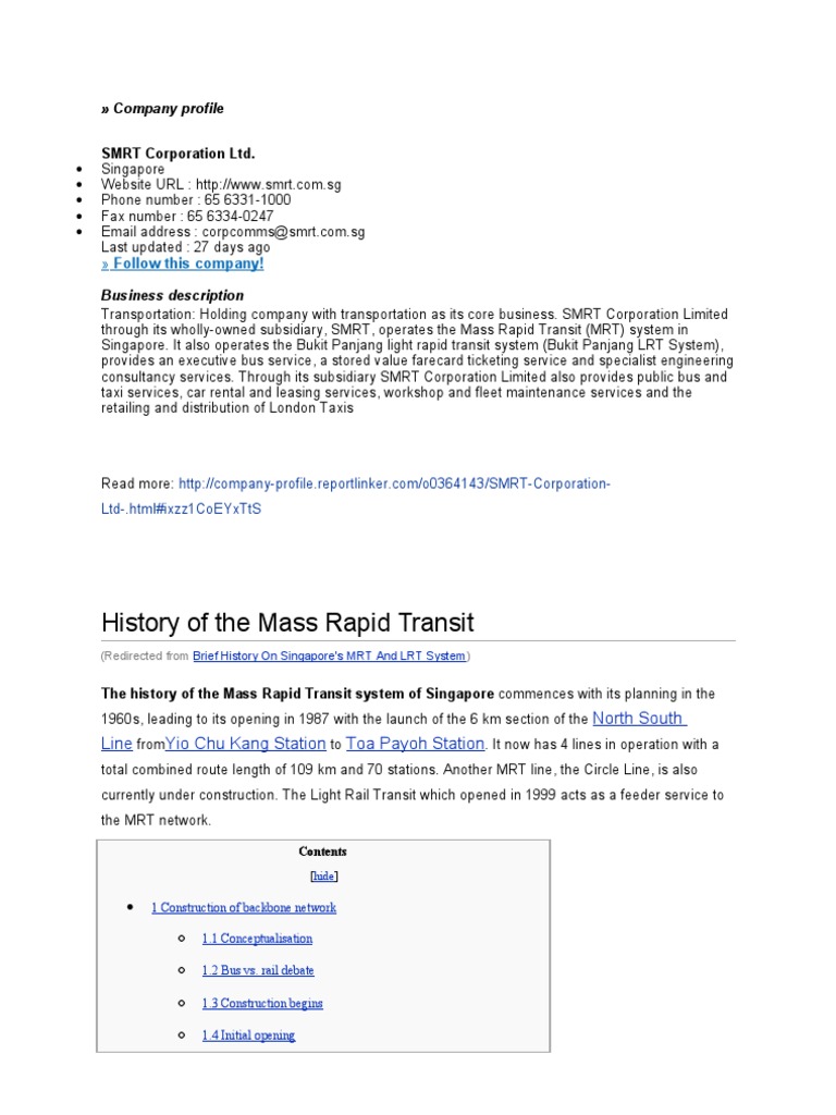 History of The Mass Rapid Transit | PDF | Rail Transport | Rapid Transit
