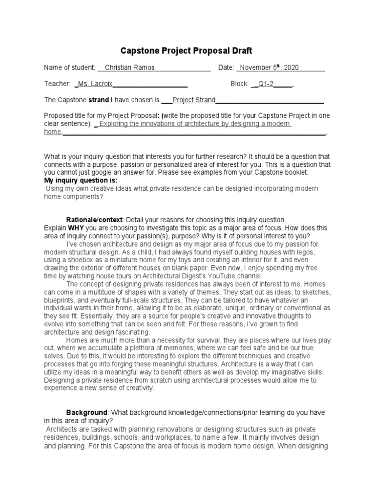 Capstone Proposal Good | PDF | Design | Creativity