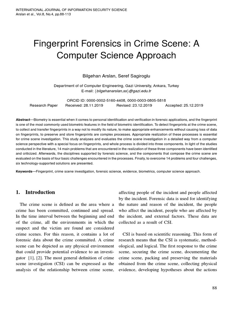 Fingerprint Forensics in Crime Scenes | PDF | Fingerprint | Crime Scene
