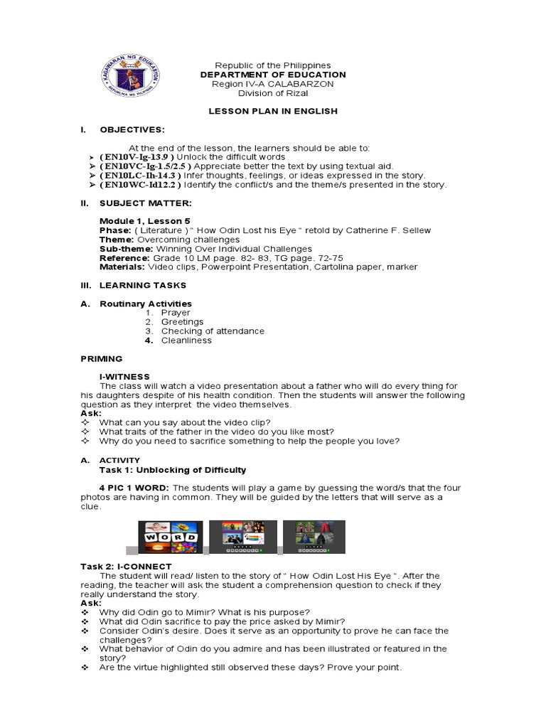 Demo Lesson Plan Walang Assessment | PDF | Lesson Plan | Cognition