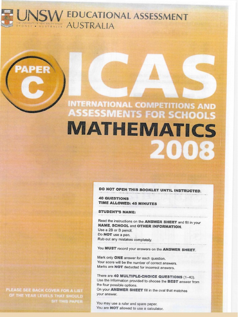 ICAS Math C 2008 | PDF