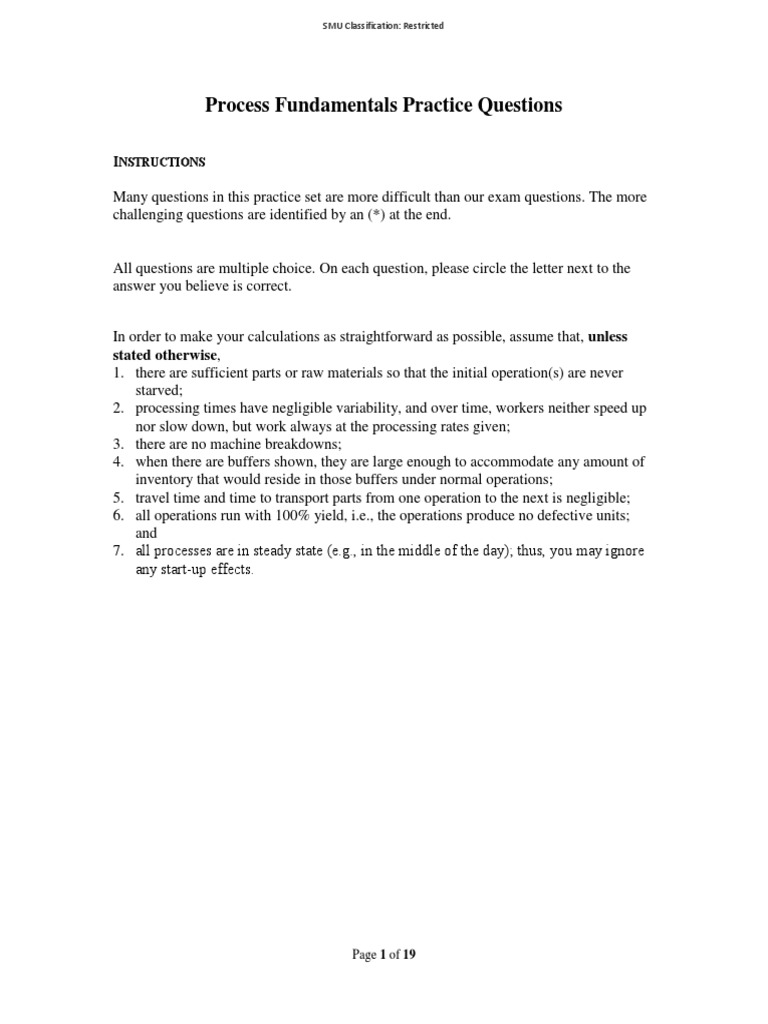 Process Fundamentals Practice Questions: Nstructions | PDF