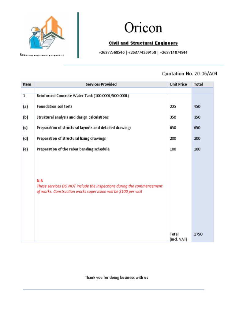 Mazowe Project Structural Design Quotation | PDF