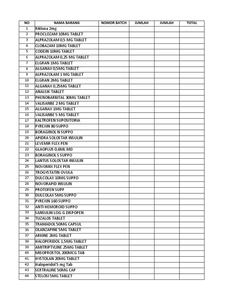 Lembar Stok Opname | PDF
