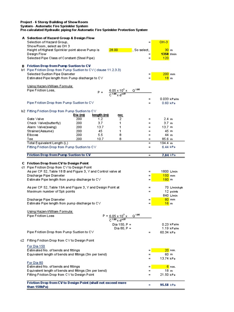 OH3 Sprinkler System Design Calculations | PDF | Fire Sprinkler System ...