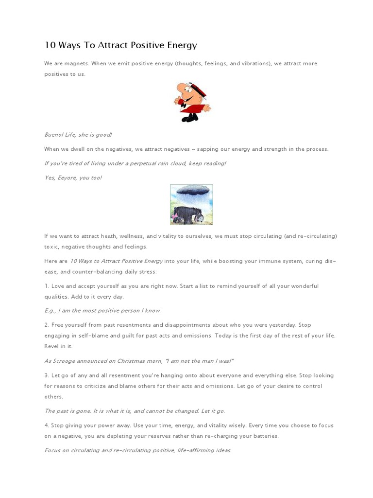 10 Ways To Attract Positive Energy | PDF | Gratitude | Psychology