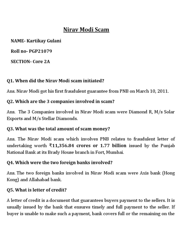 CBR Nirav Modi Scam | PDF | Letter Of Credit | Payments