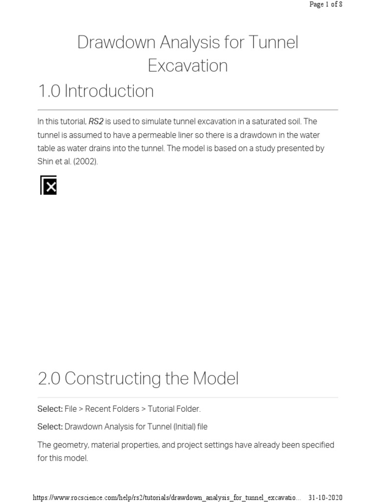 Drawdown Analysis For Tunnel Excavation | PDF | Stress (Mechanics) | Tunnel