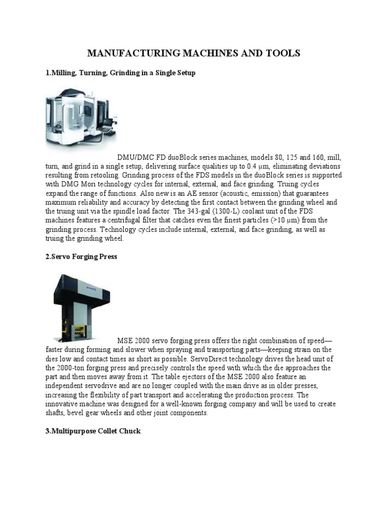 Manufacturing Machines and Tools | PDF | Machining | Industrial Processes
