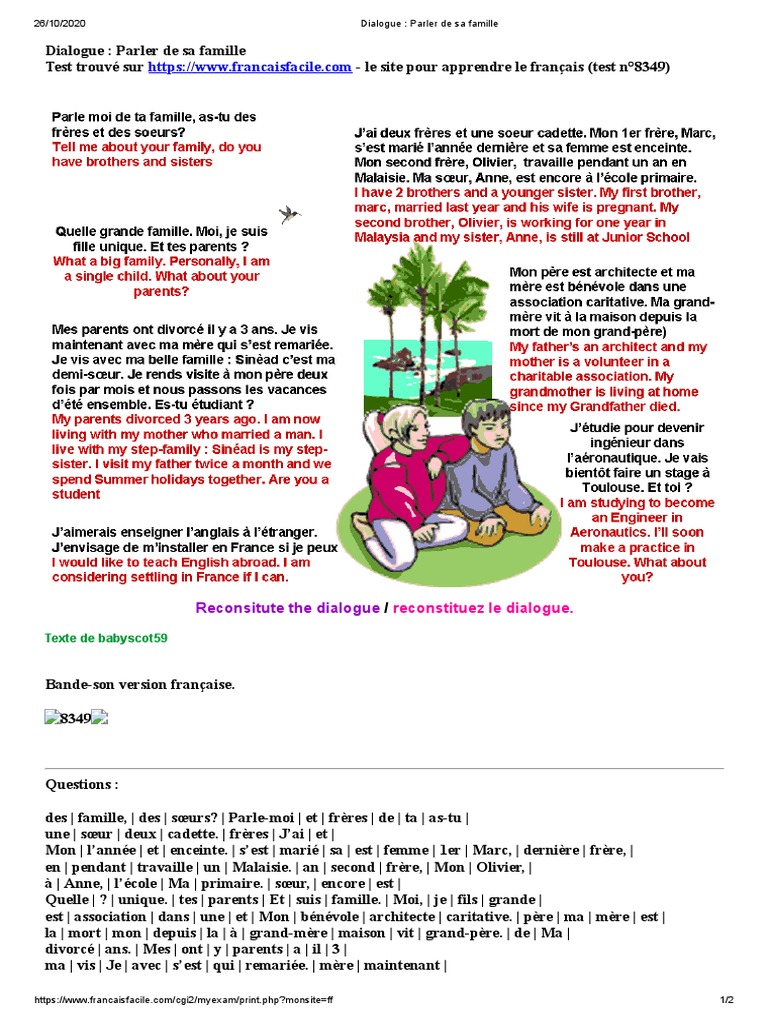 Dialogue - Parler de Sa Famille | PDF