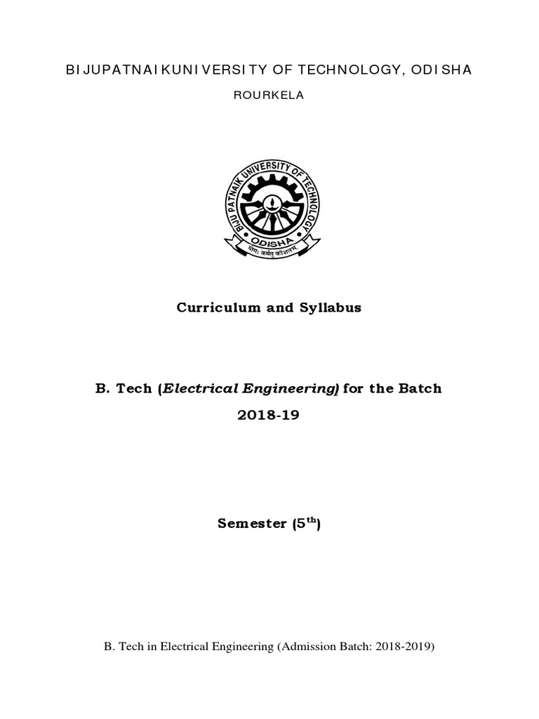 B.Tech, EE, 5th Sem, 2018-19 Batch | PDF | Electric Motor | Control Theory