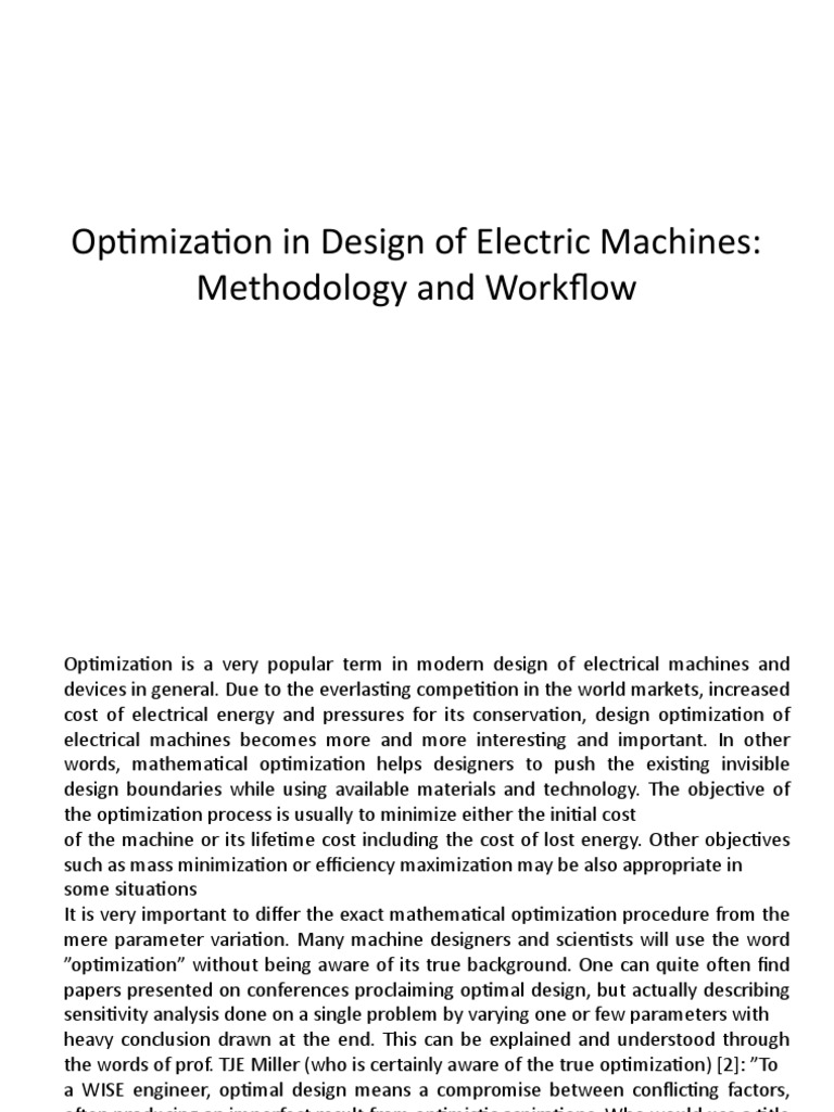 Optimization in Design of Electric Machines | PDF | Metaheuristic ...