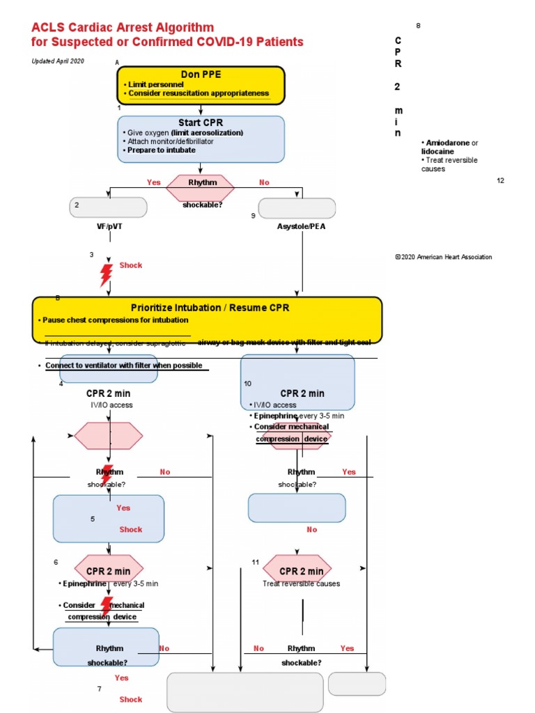 ACLS Cardiac Arrest Algorithm For Suspected or Confirmed COVID-19 ...