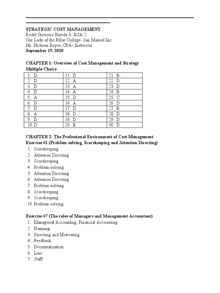 Strategic Cost Management | PDF | Chief Financial Officer | Leadership