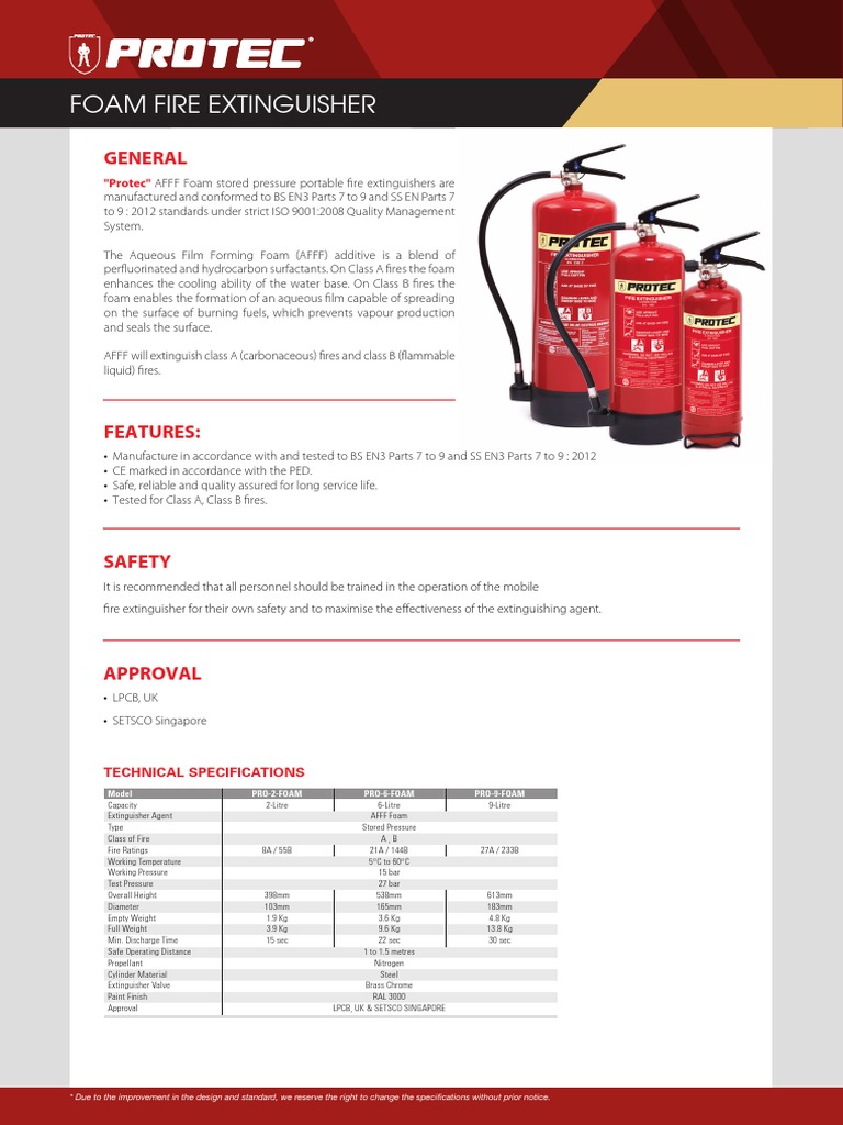 Ecat Fire Extinguisher AFFF Foam Data Sheet | PDF | Chemistry | Chemical Process Engineering