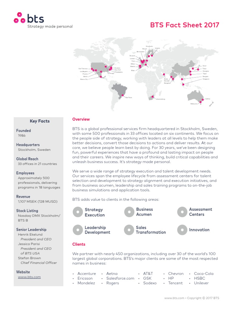 BTS Fact Sheet 2017: Key Facts | PDF | Economies | Business