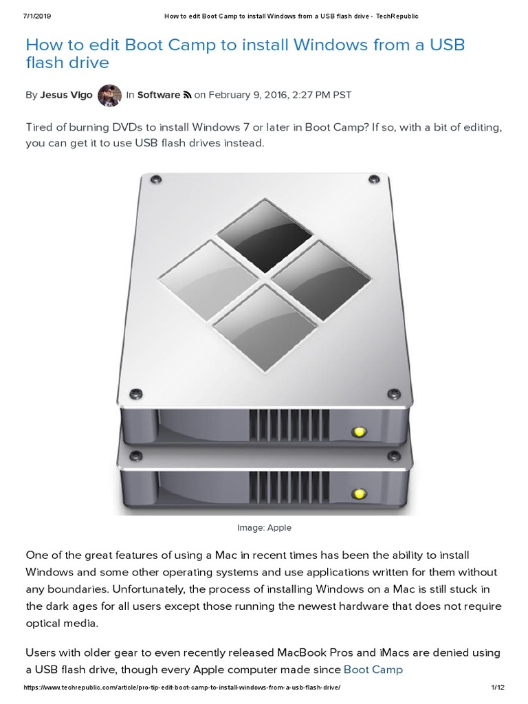 How To Edit Boot Camp To Install Windows From A USB Flash Drive ...