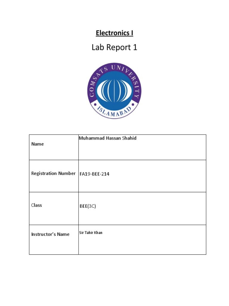Lab Report 1: Electronics I | PDF