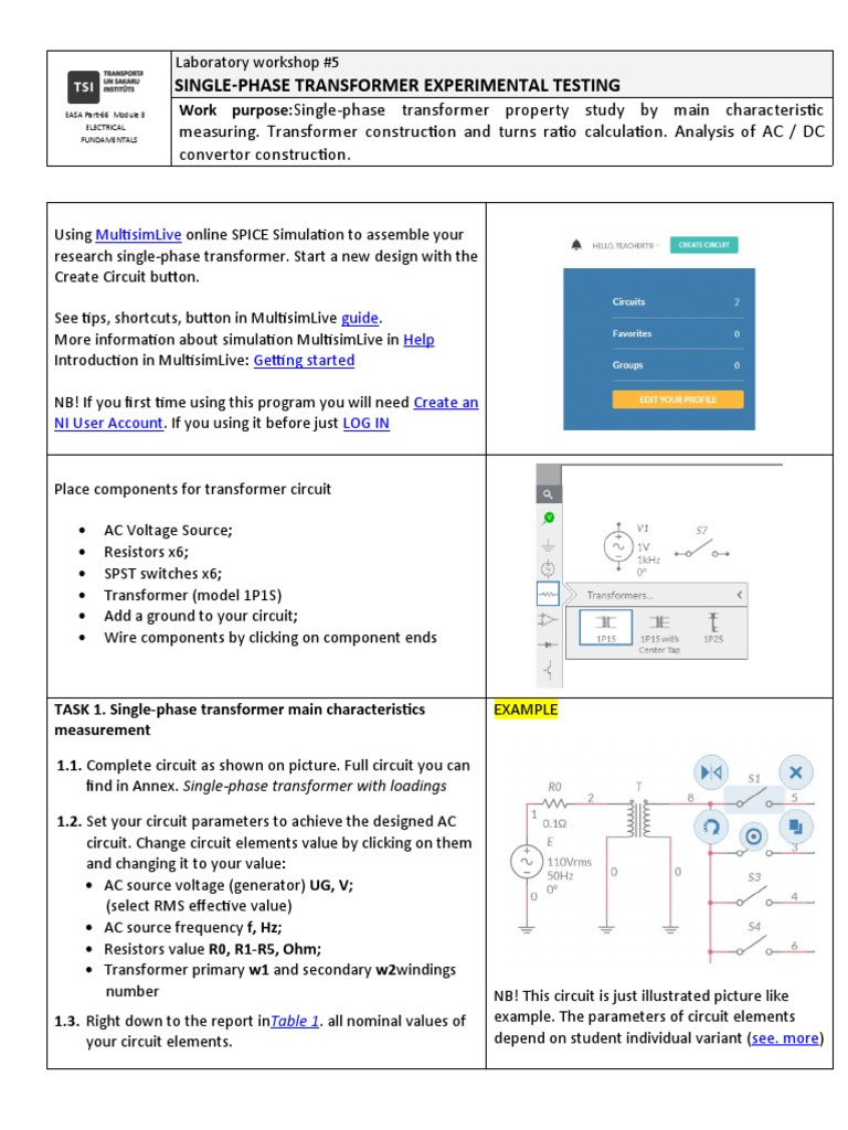 Single-Phase Transformer Testing Guide | PDF | Rectifier | Transformer