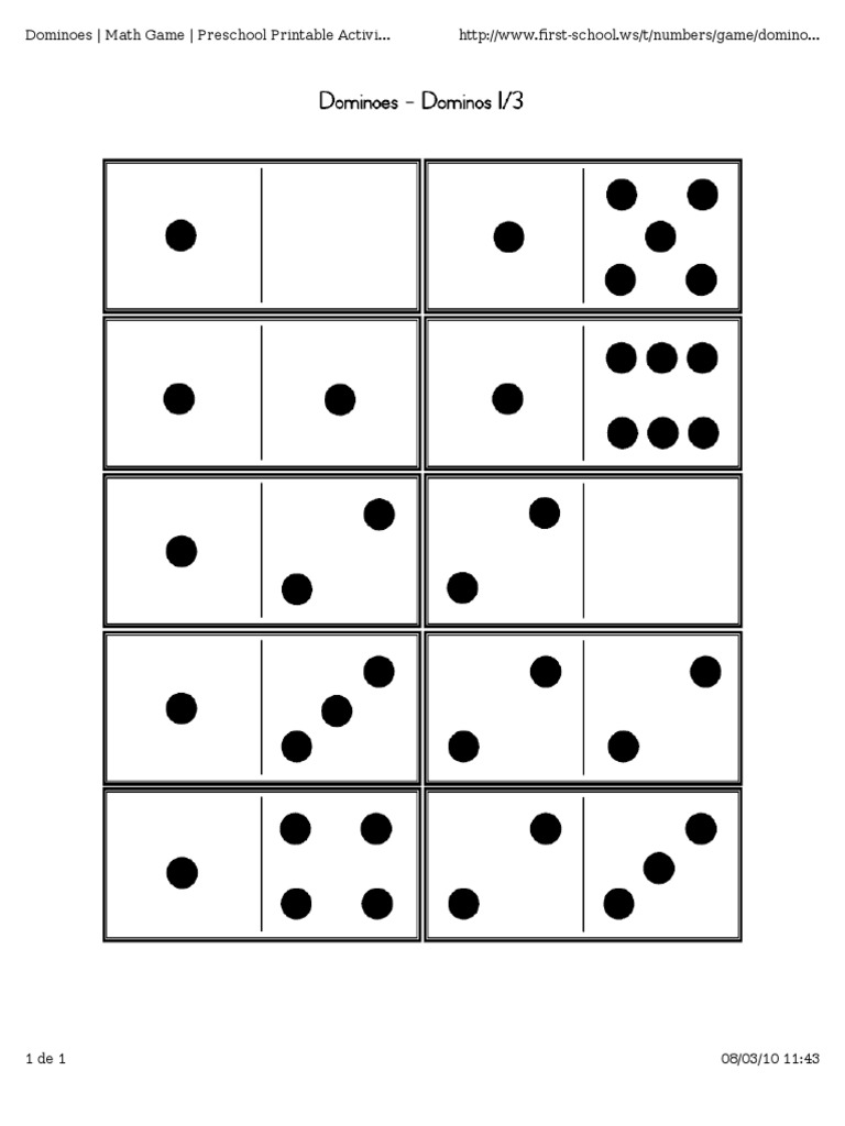 Preschool Dominoes Math Game | PDF