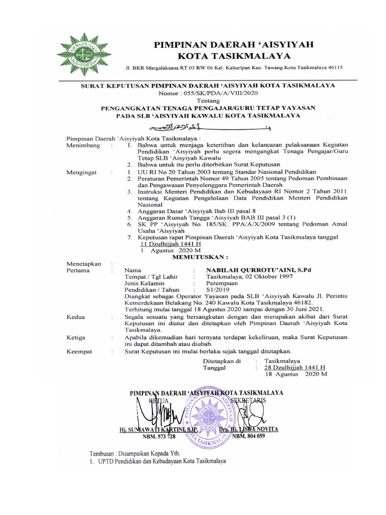 Contoh SK OPERATOR | PDF