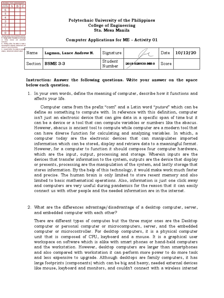 Act01 Bsme33 Ca24 PDF | PDF | Embedded System | Server (Computing)