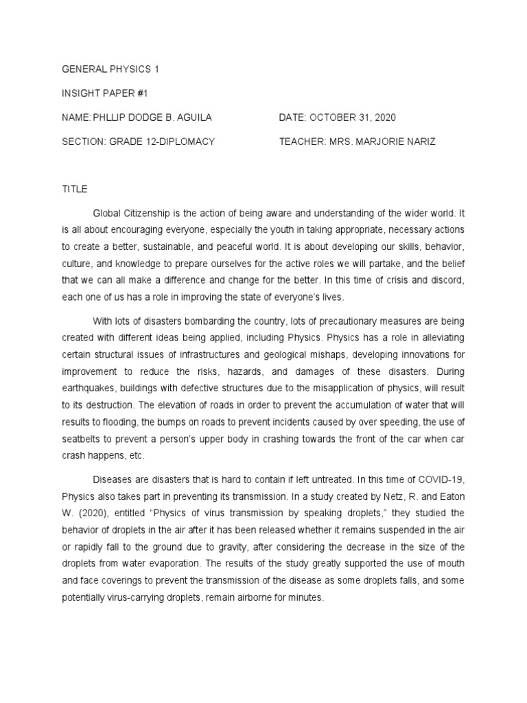 Insight Paper - Physics | PDF | Climate Engineering | Global Warming