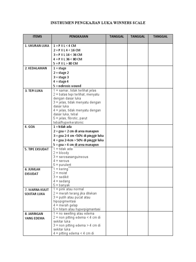 Pengkajian Luka Winner Scale | PDF