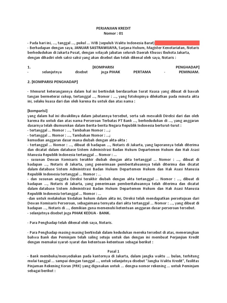 Contoh PERJANJIAN KREDIT | PDF