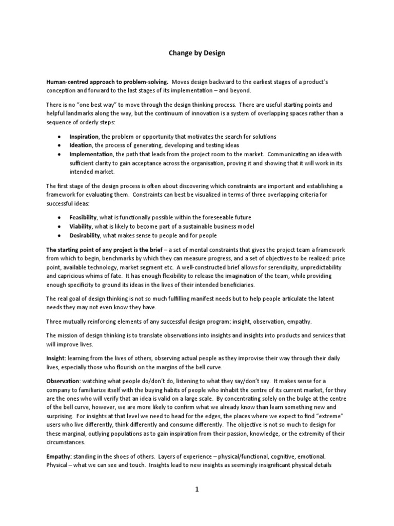 Change by Design | PDF | Design Thinking | Innovation
