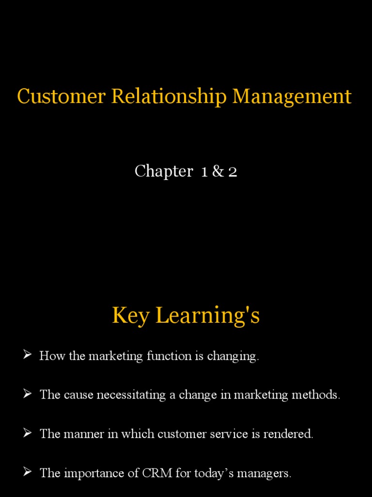 Customer Relationship Management: Chapter 1 & 2 | PDF | Marketing ...