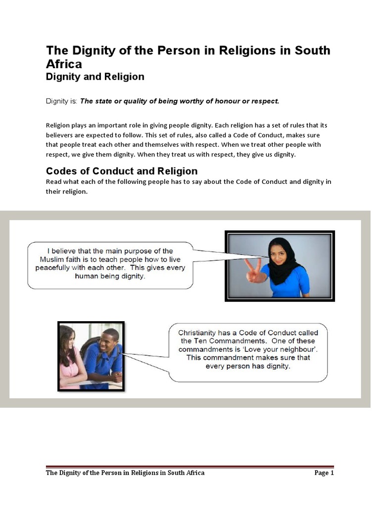 The Dignity of The Person in Religions in South Africa | PDF | Dignity ...