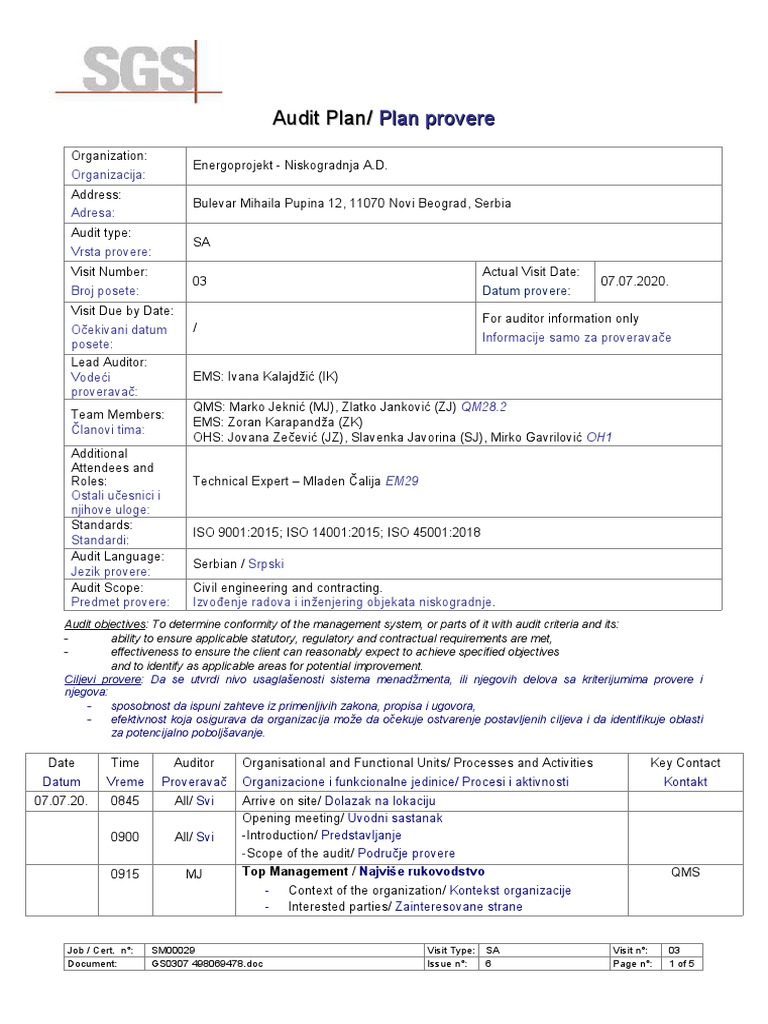 Audit Plan IMS | PDF