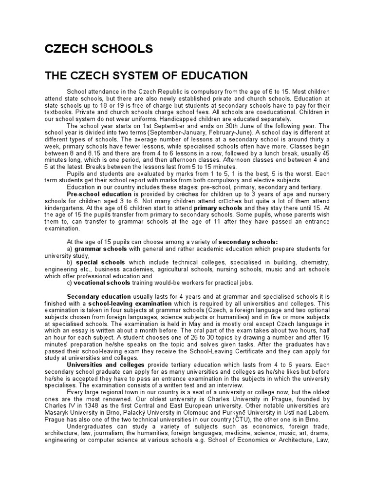 Education Czech Republic | PDF | Schools | University