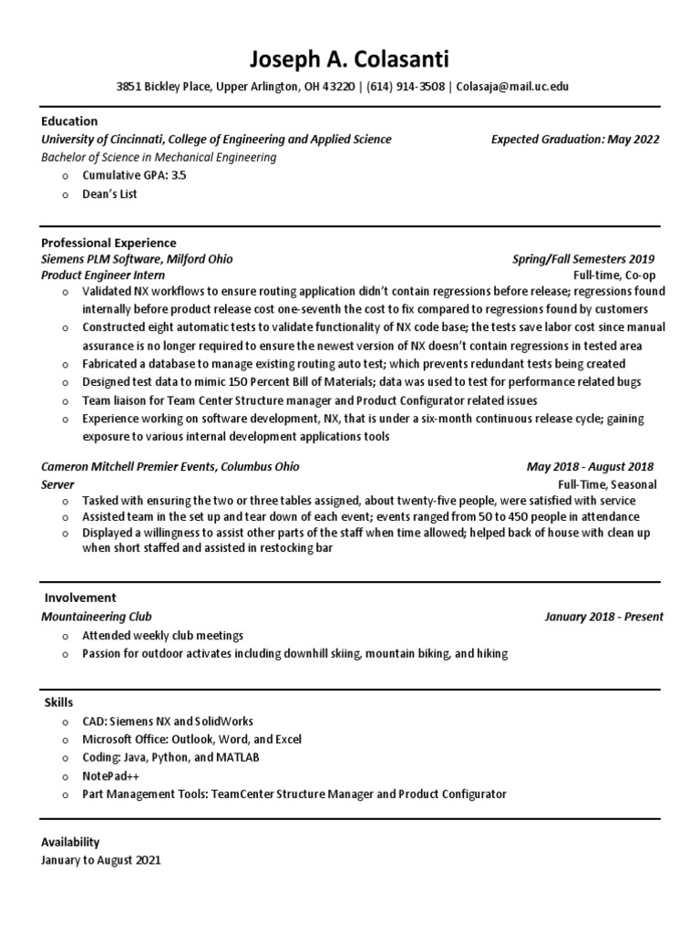Colasanti Joseph Resume | PDF | Computing | Software