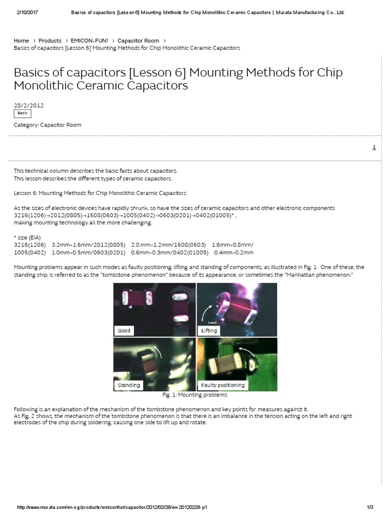 Basics of Capacitors (Lesson 6) Mounting Methods For Chip Monolithic ...