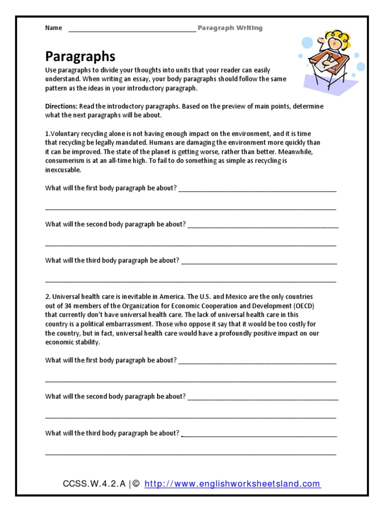 Paragraphs: Directions: Read The Introductory Paragraphs. Based On The ...