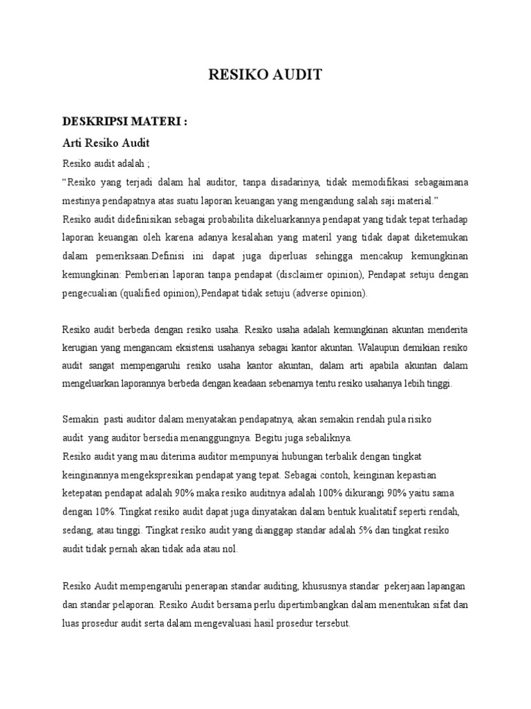 Risiko Audit: Definisi dan Dampaknya | PDF | Pengelolaan Keuangan & Uang