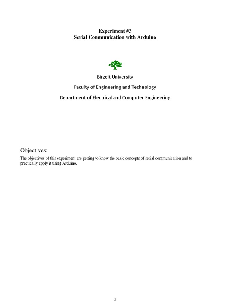 Arduino Serial Communication Experiment Pdf Data Transmission Computer Architecture