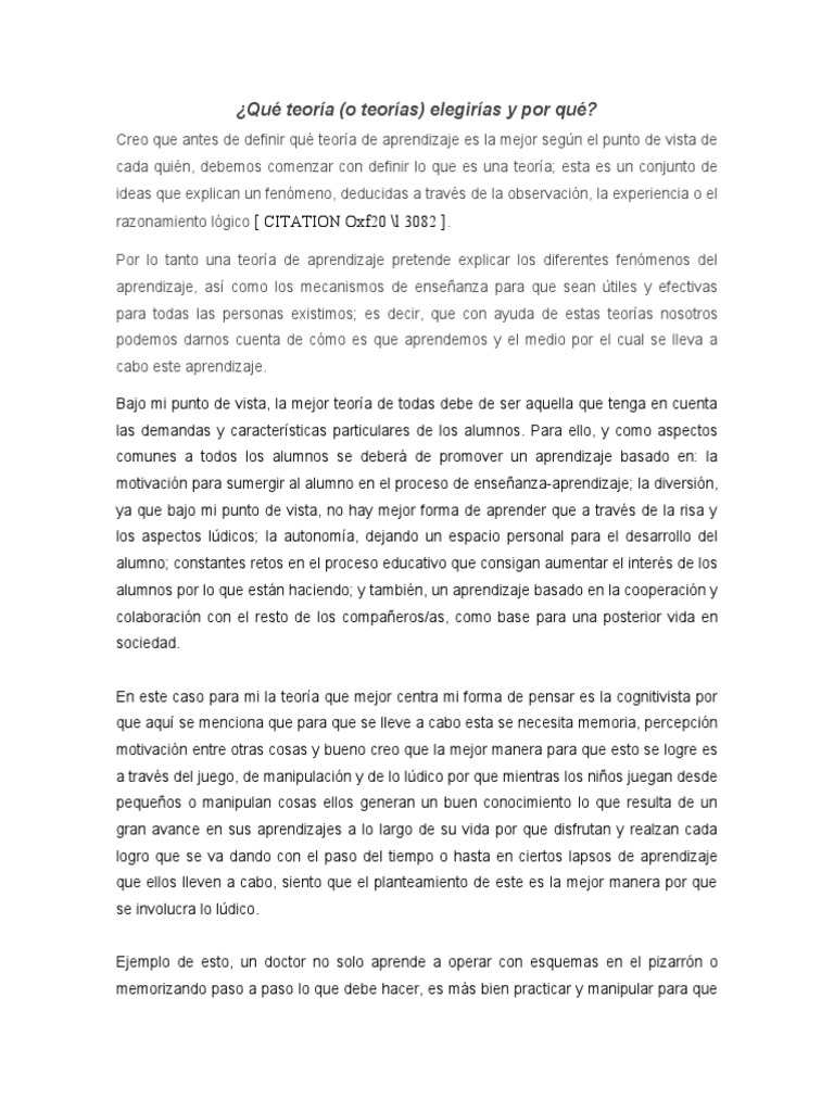 Foro 1 IEU Qué Teoría | PDF | Teoría | Aprendizaje