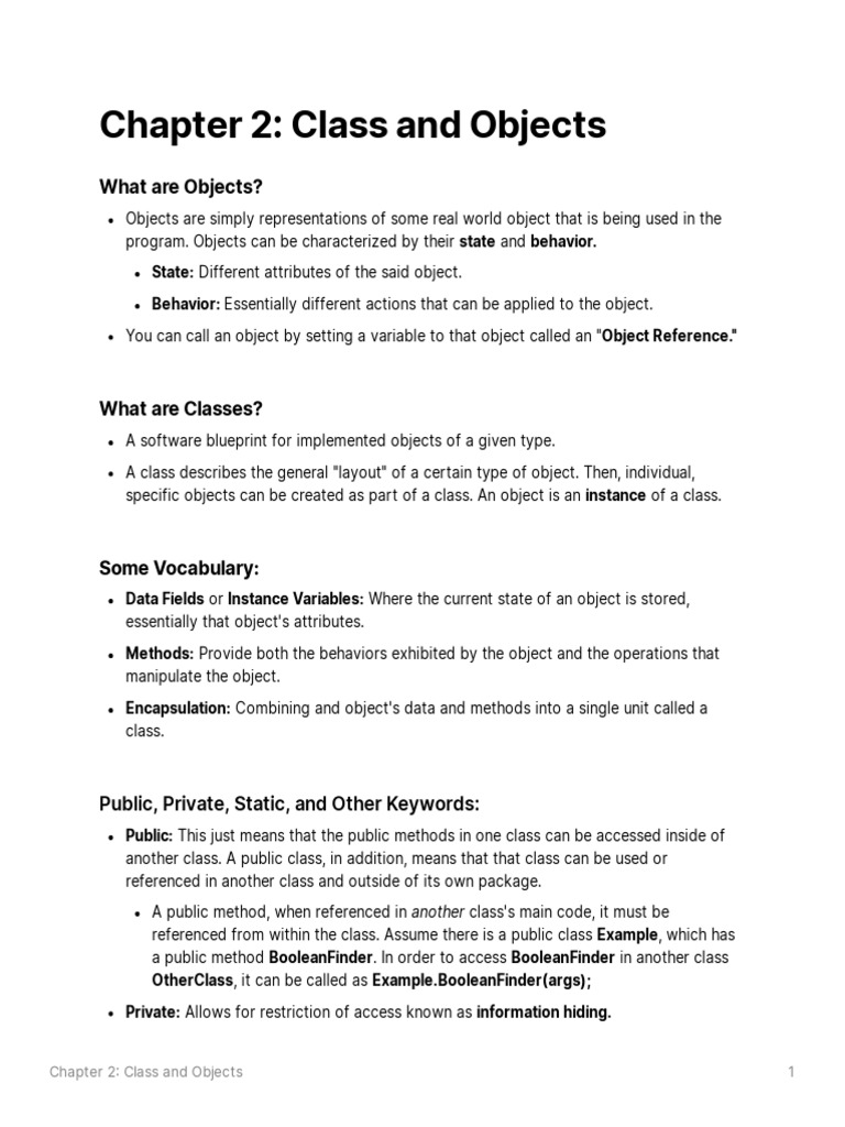 Chapter 2 Class And Objects Pdf Method Computer Programming Class Computer Programming